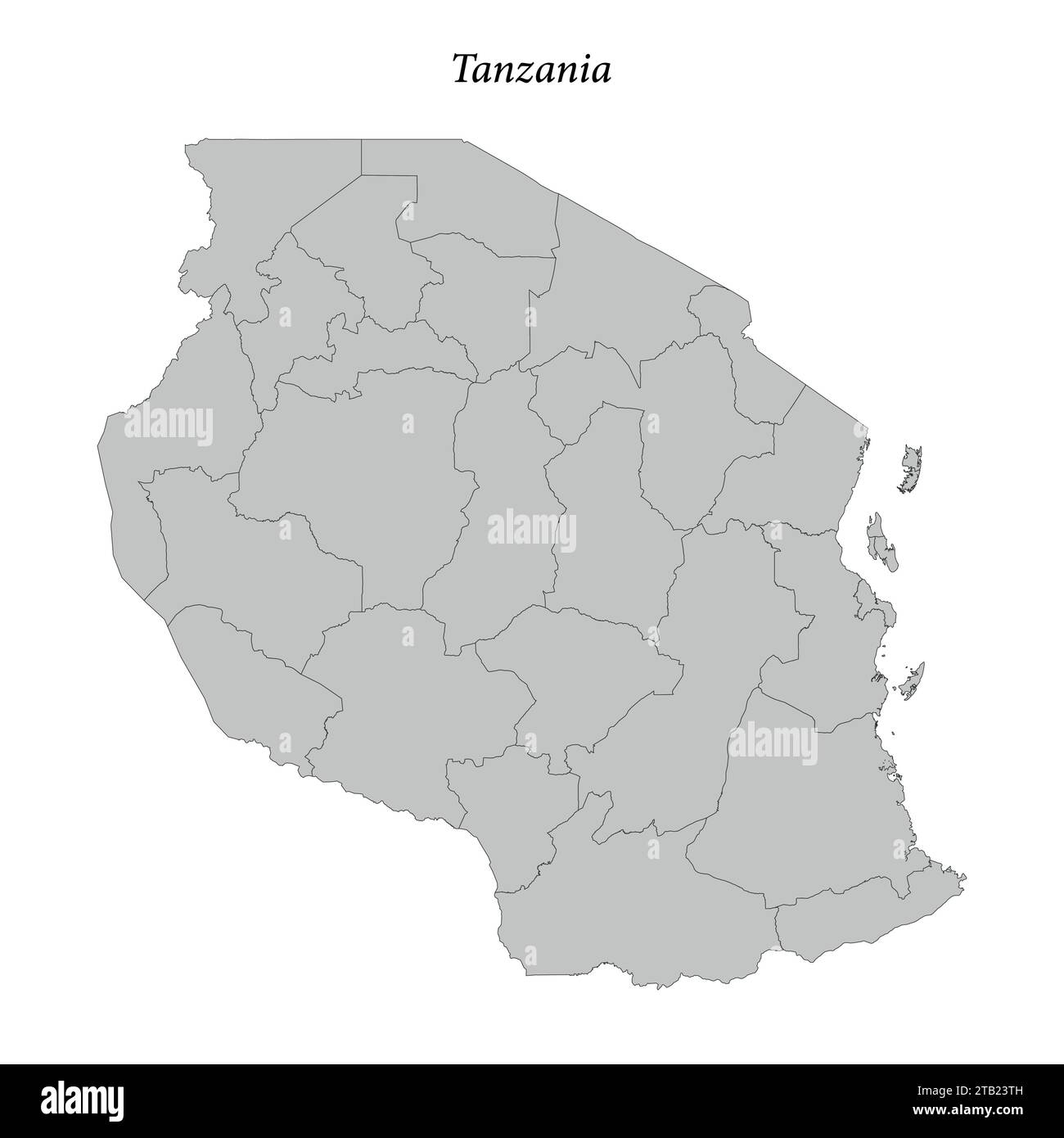 Simple flat Map of Tanzania with district borders Stock Vector Image ...