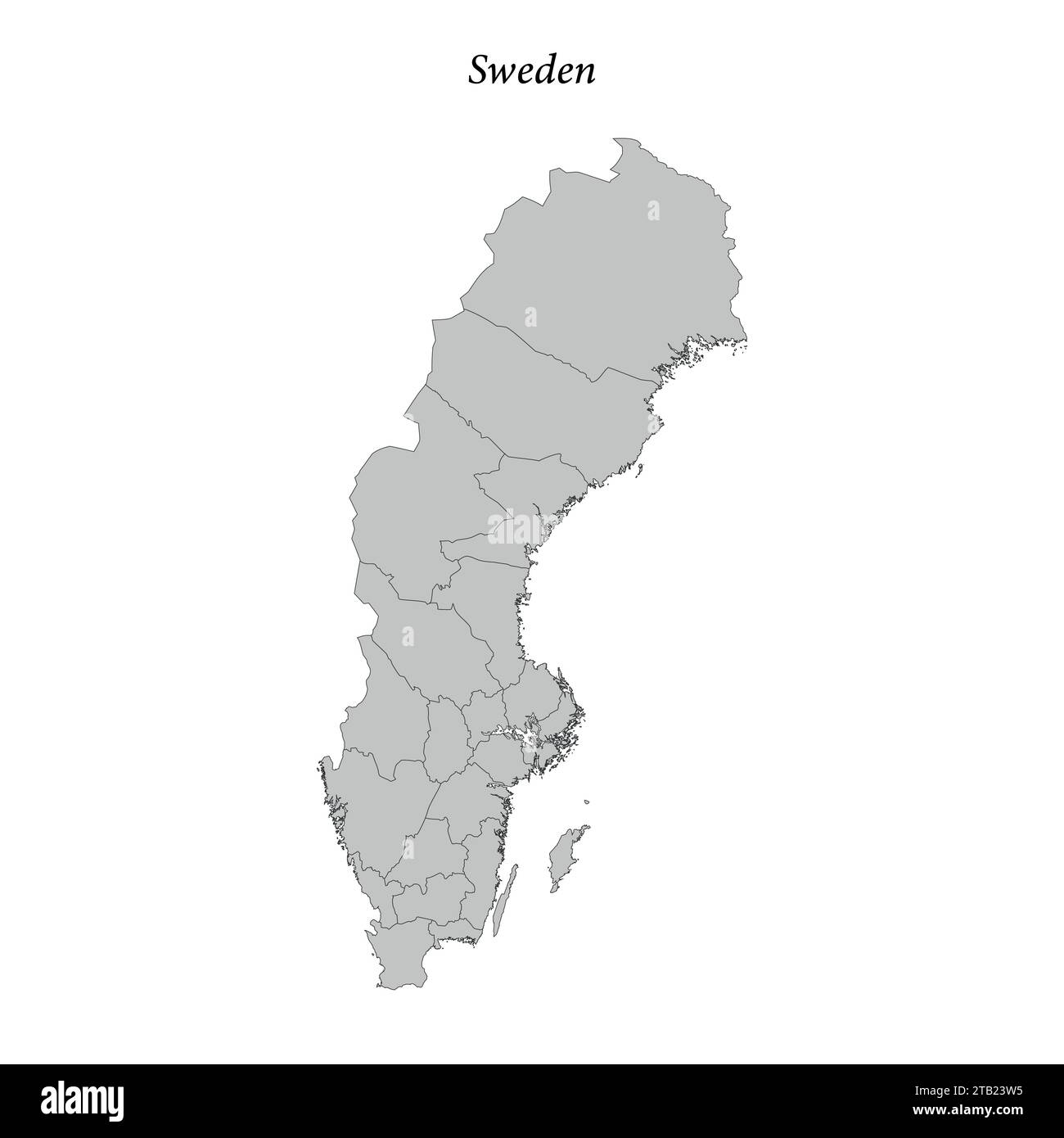 Simple flat Map of Sweden with district borders Stock Vector Image ...
