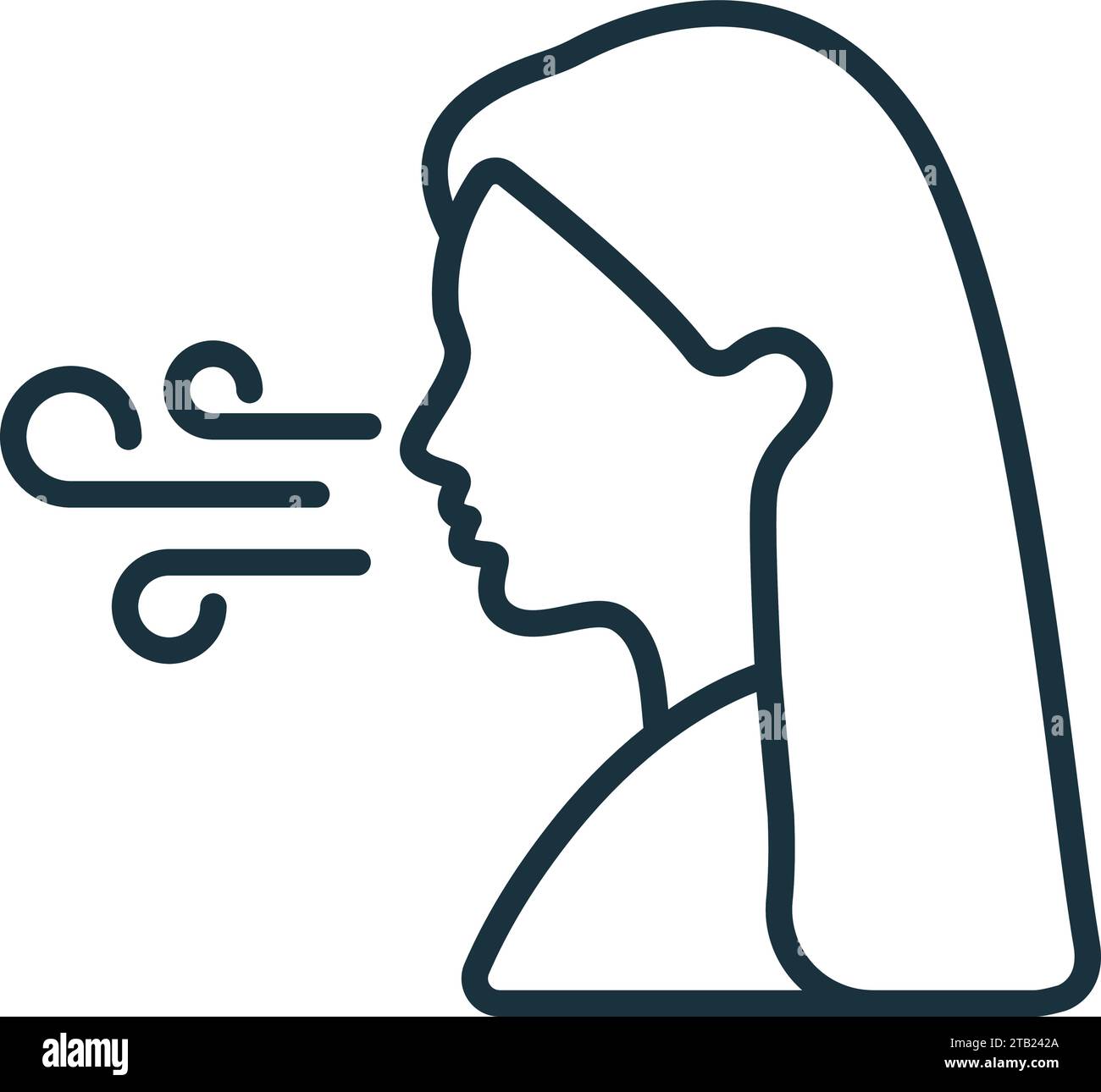 Breathing outline icon. Monochrome simple sign from mental health ...