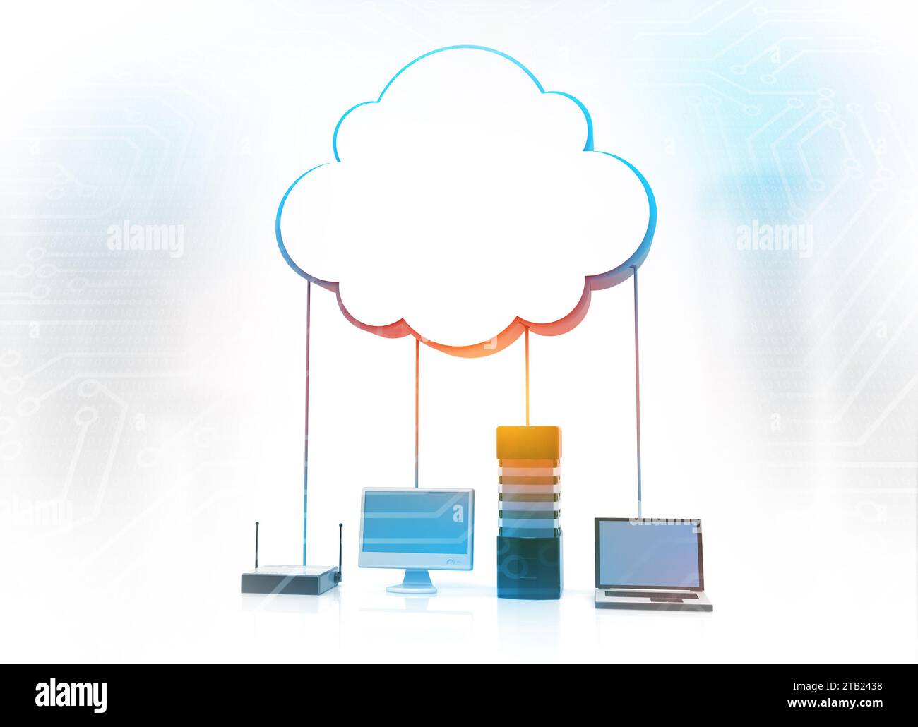 Cloud computing network. 3d illustration Stock Photo - Alamy