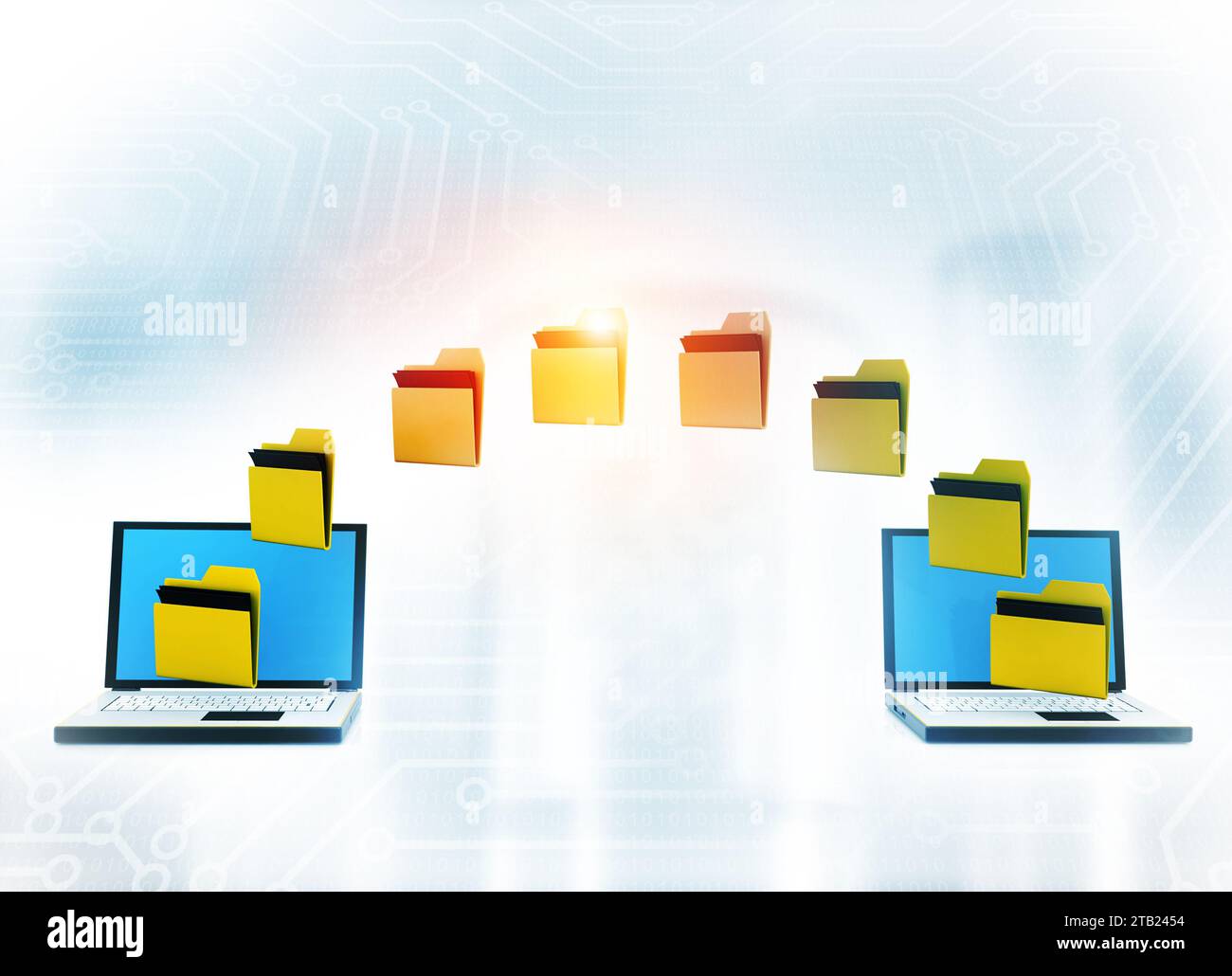 File transfer. Data, File, Folders with paper files. 3d illustration ...