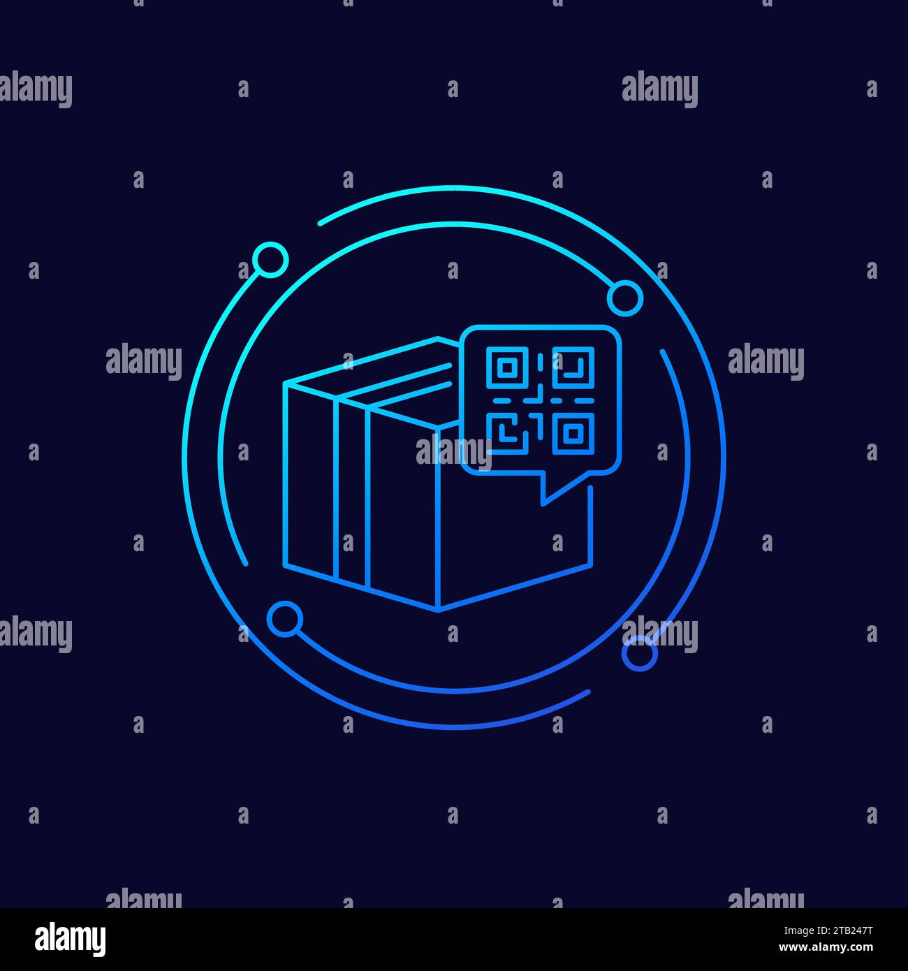 parcel, package with QR code icon, linear design Stock Vector Image ...