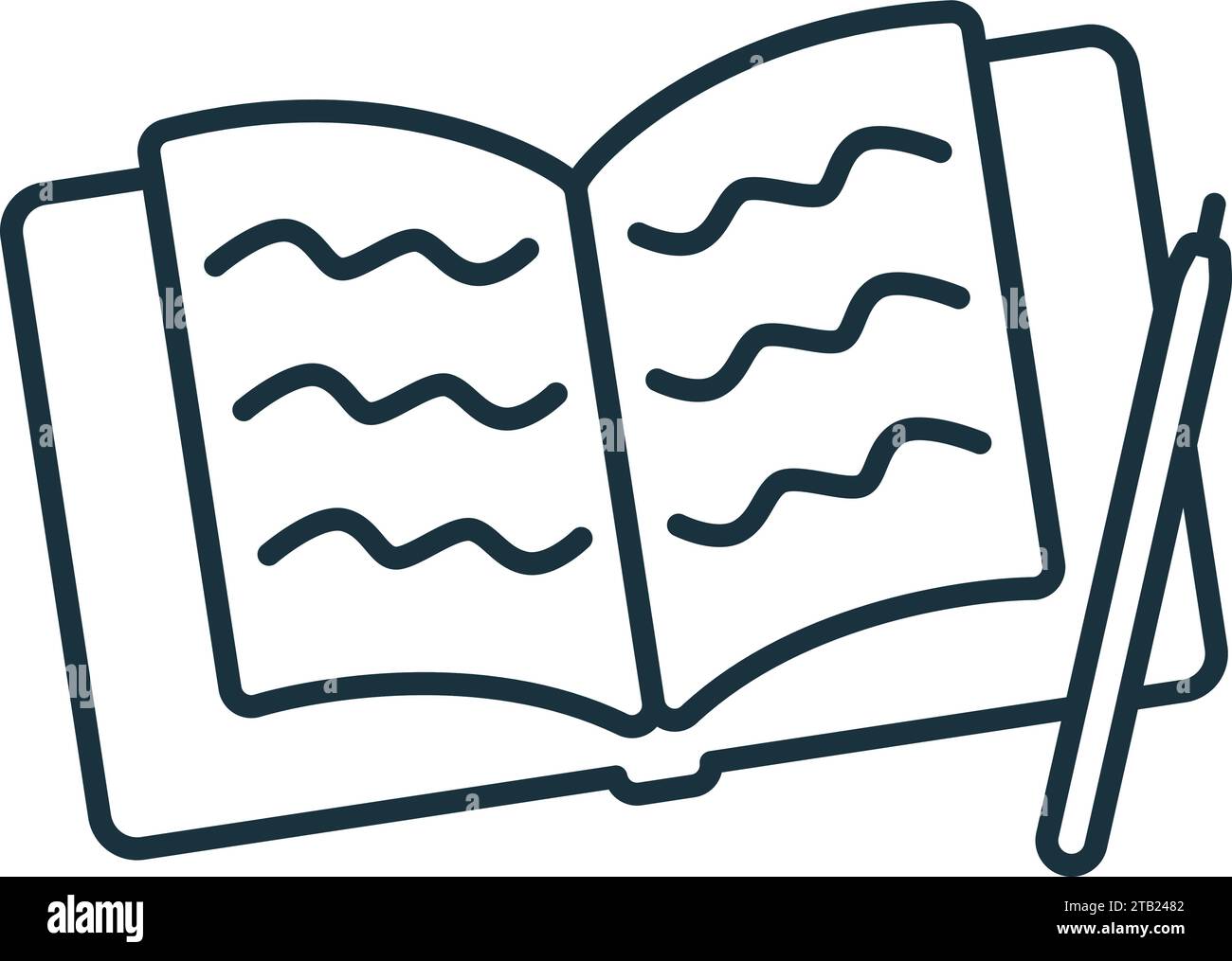 Journaling outline icon. Monochrome simple sign from mental health ...