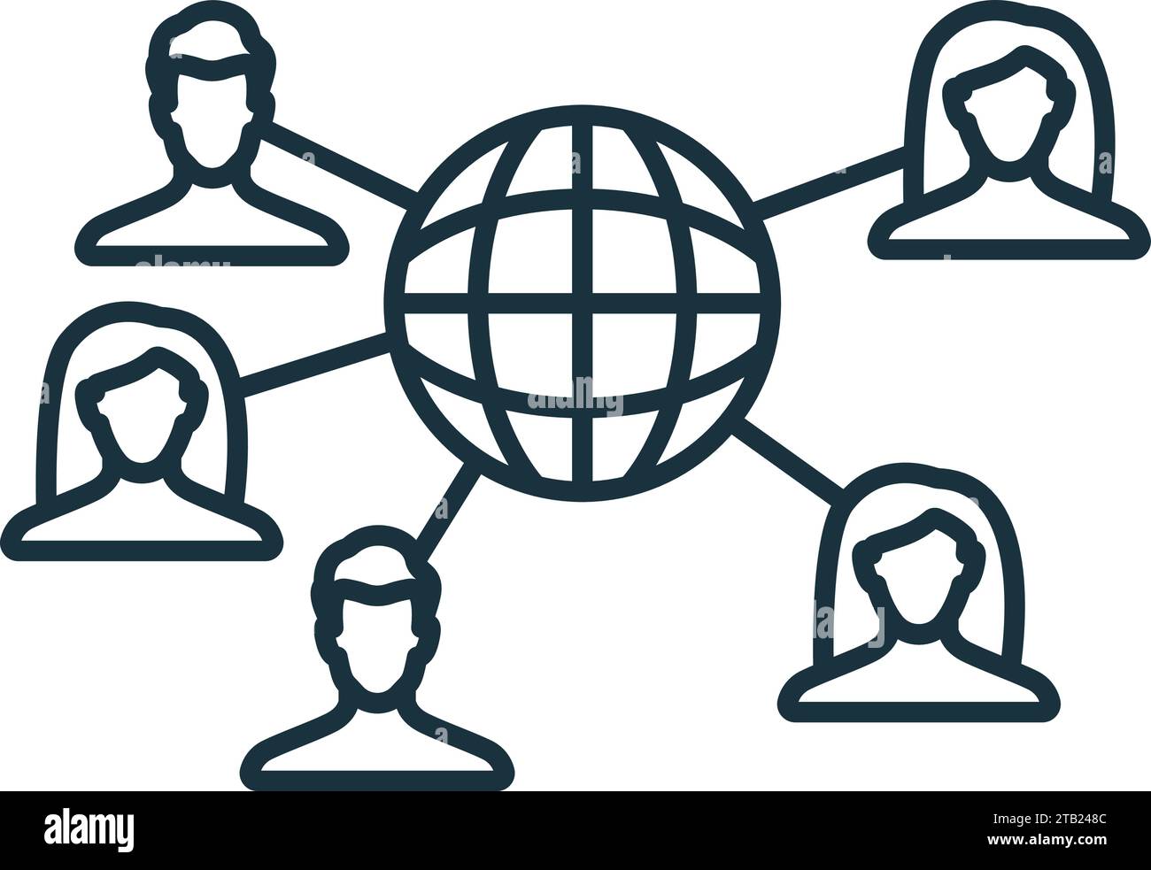 Social connection outline icon. Monochrome simple sign from mental ...