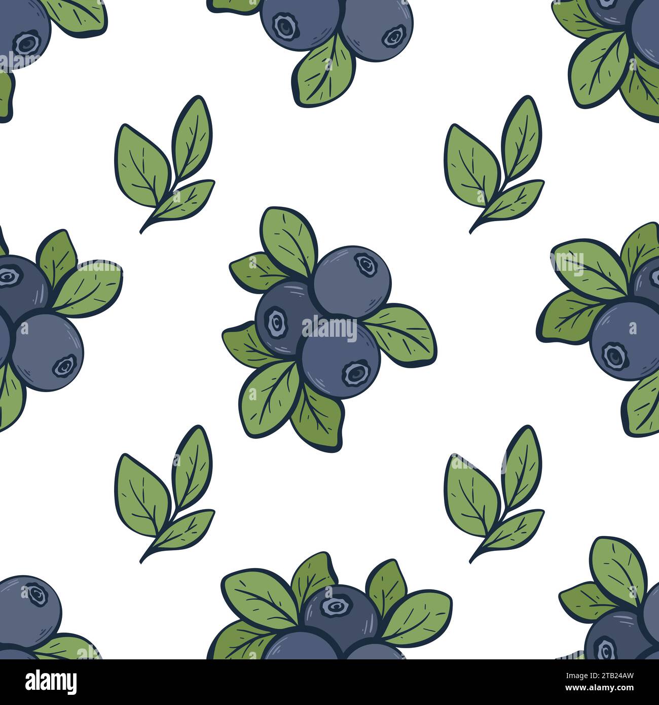 Fresh blueberries seamless pattern. Berry background. Organic healthy ...