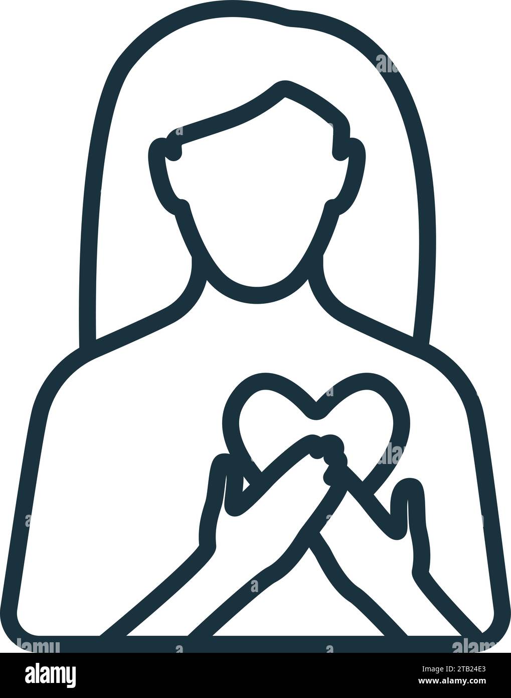 Self-compassion outline icon. Monochrome simple sign from mental health ...