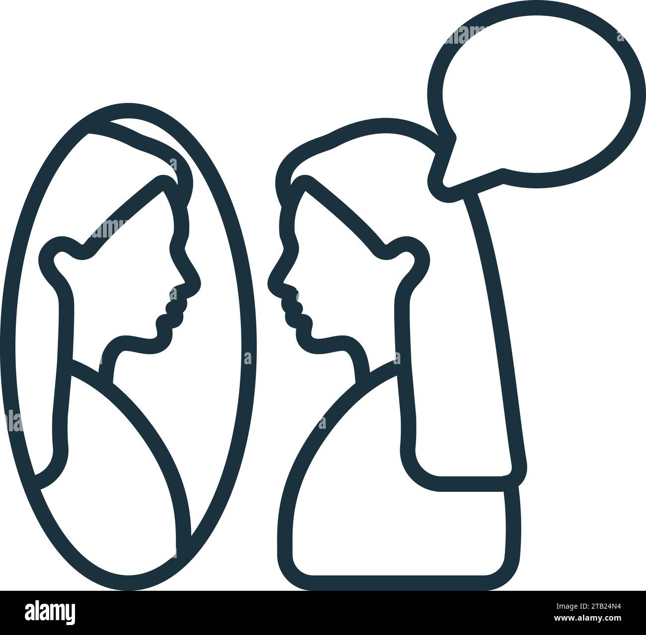Self-reflection outline icon. Monochrome simple sign from mental health ...