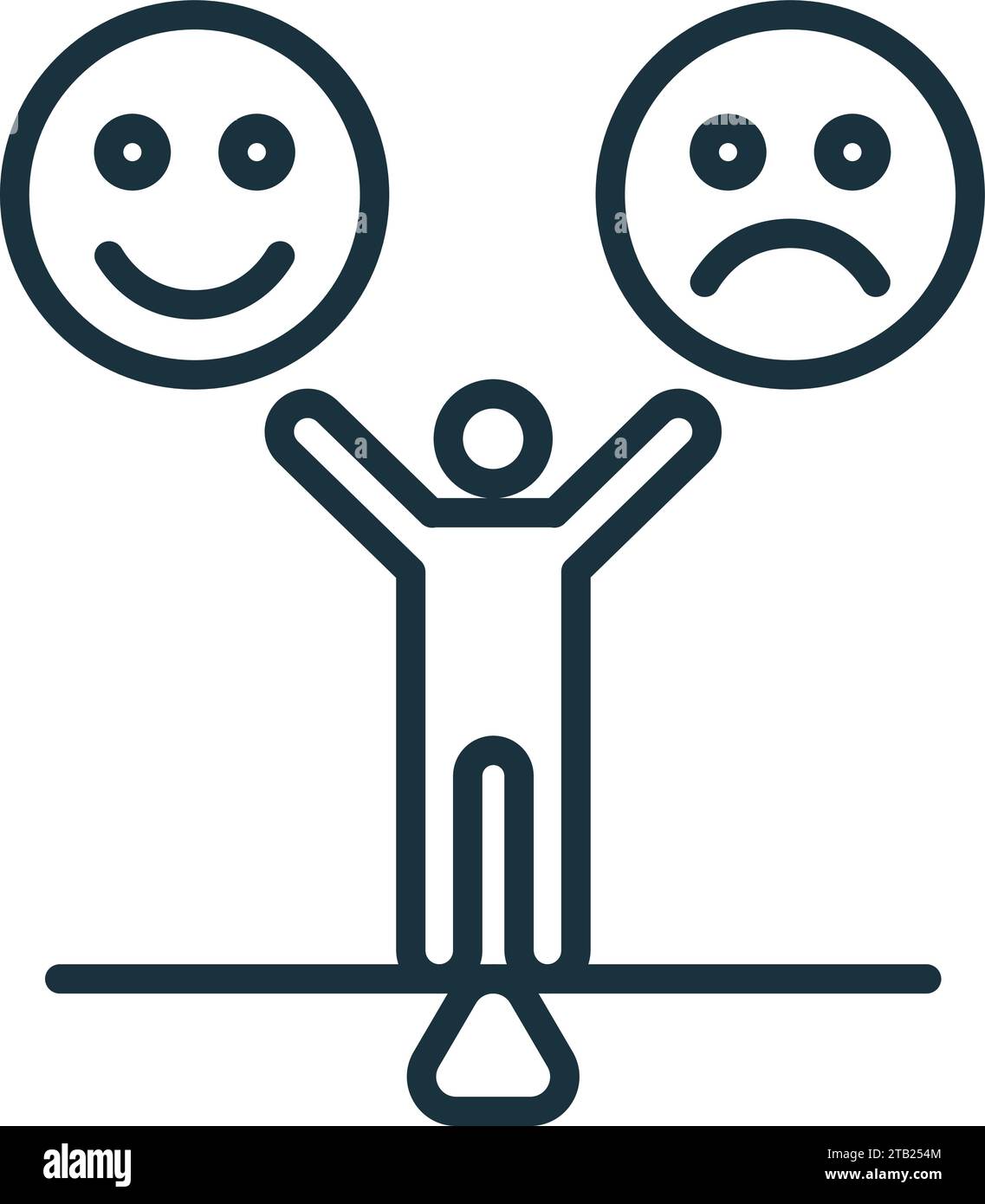 Emotional wellbeing outline icon. Monochrome simple sign from mental ...