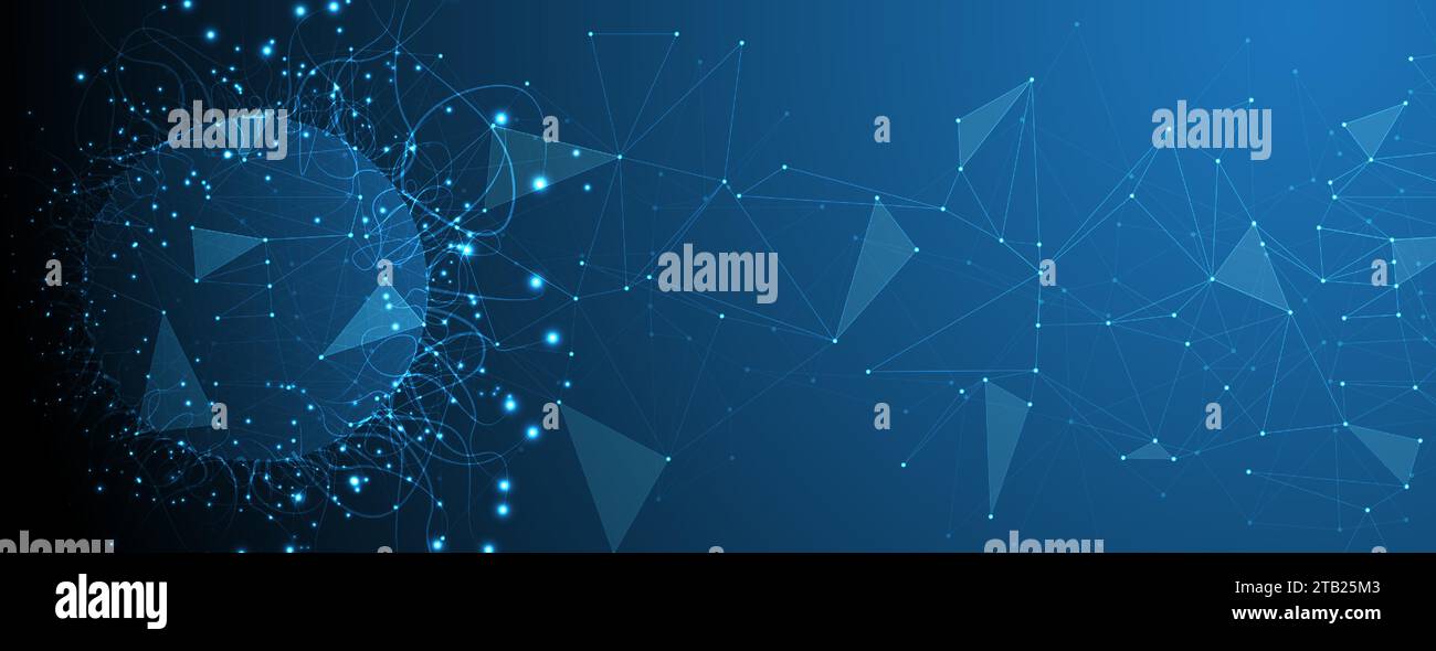 Neural network concept. Connected cells with links. High technology process. Abstract futuristic ...