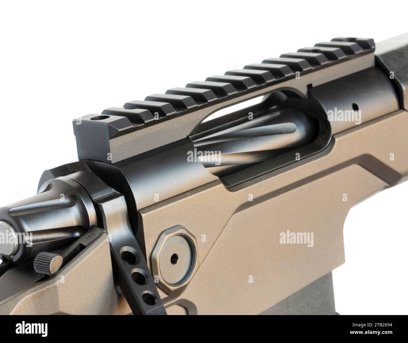 Bolt action rifle rail on the receiver that is used for mounting a ...