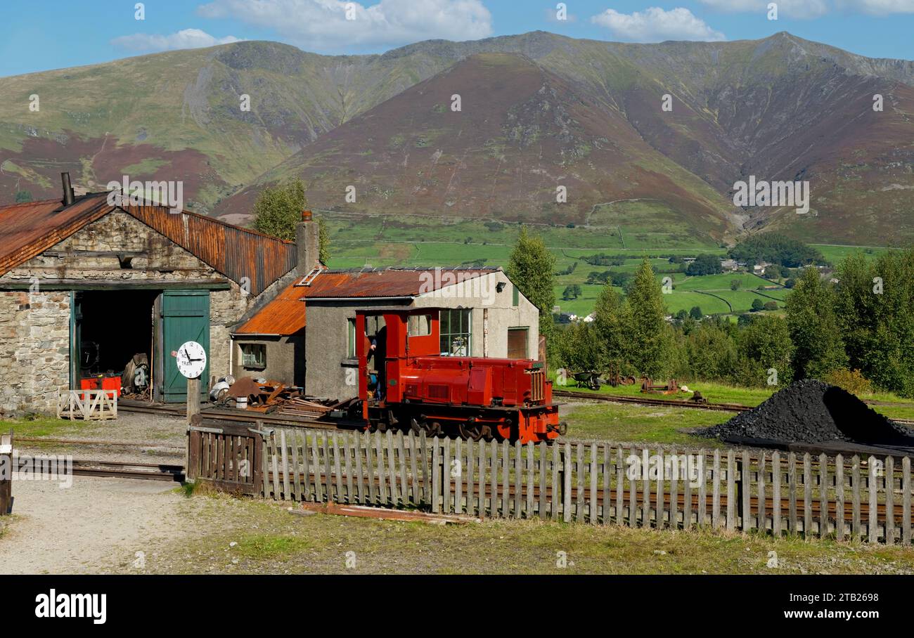 Quarry loco locomotive train and buildings sheds at the Threlkeld ...