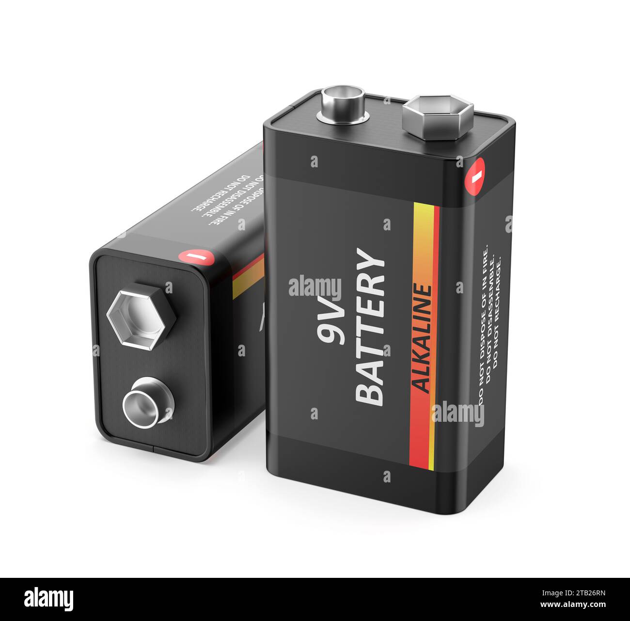 Two 9V batteries on white background Stock Photo - Alamy