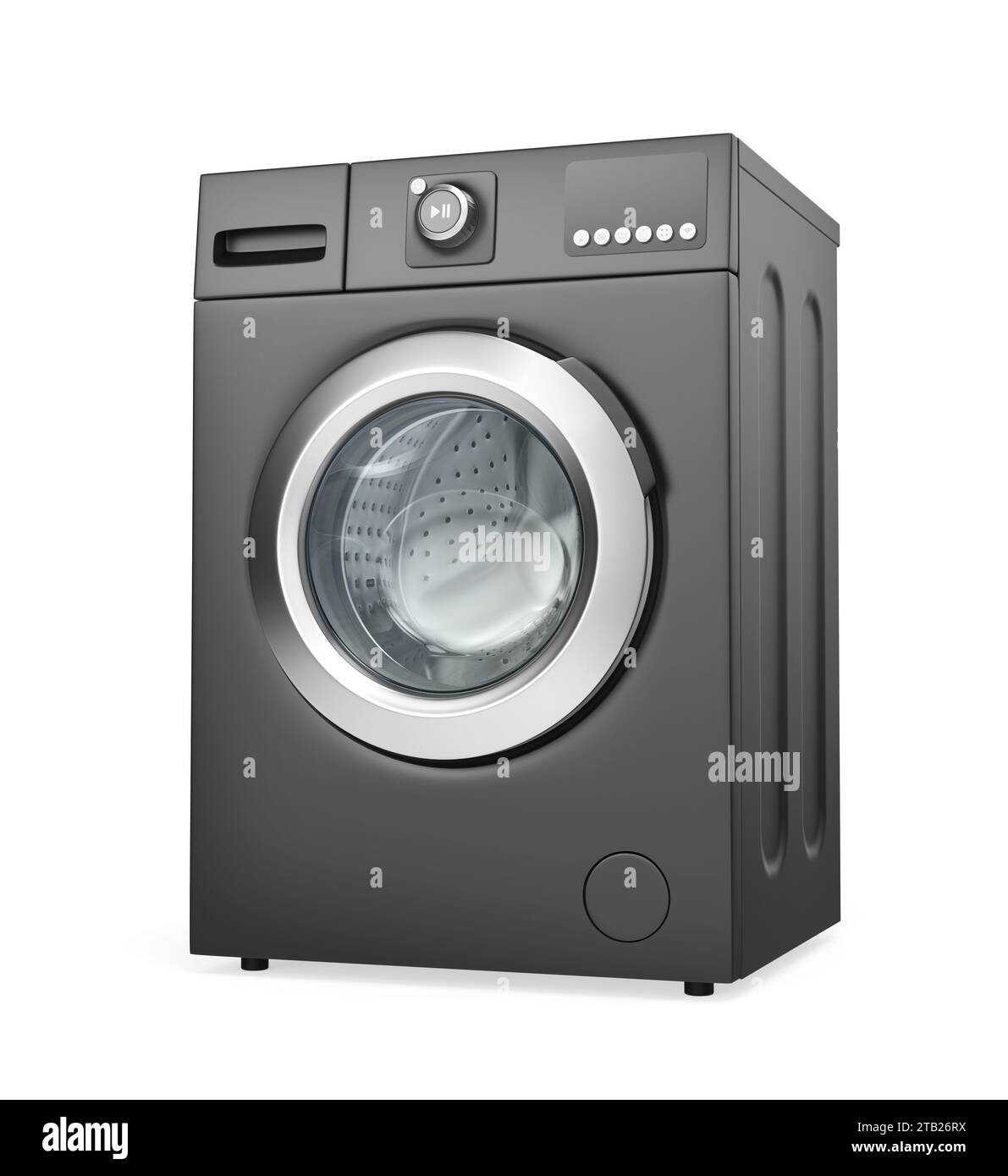 Black front load washing machine on white background Stock Photo - Alamy