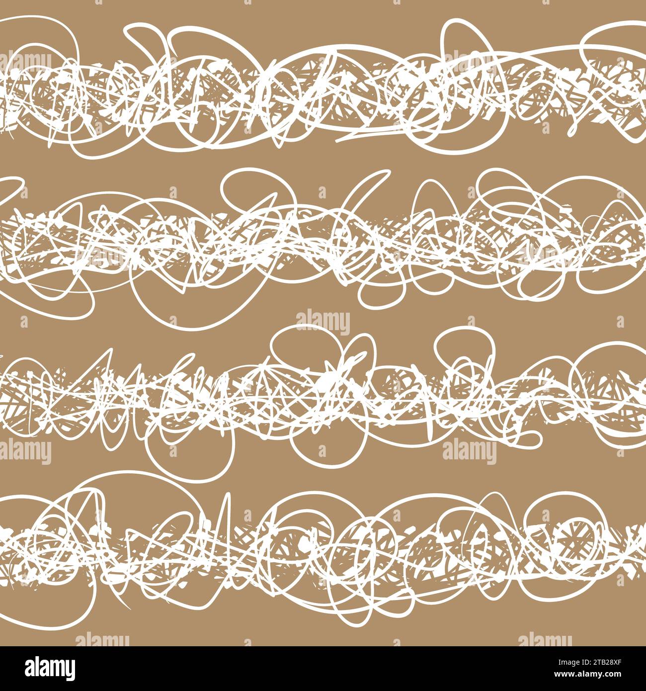 All over scribble pattern in white on a neutral beige background. Kraft ...