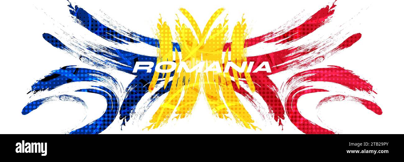Romania Flag with Brush Stroke Style Isolated on White Background. Flag ...