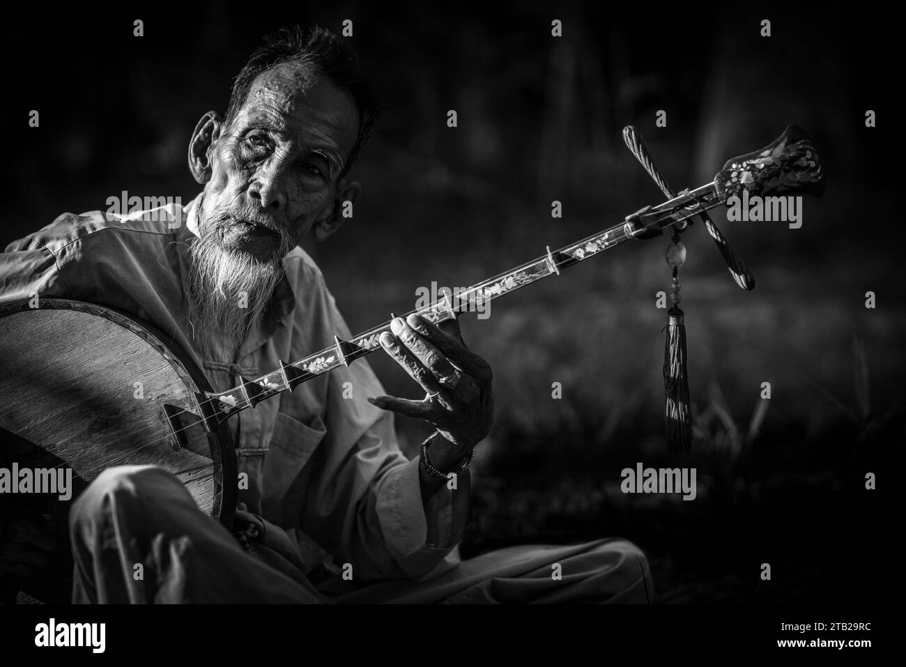 The south Vietnam old man with traditional musical instrument Stock ...