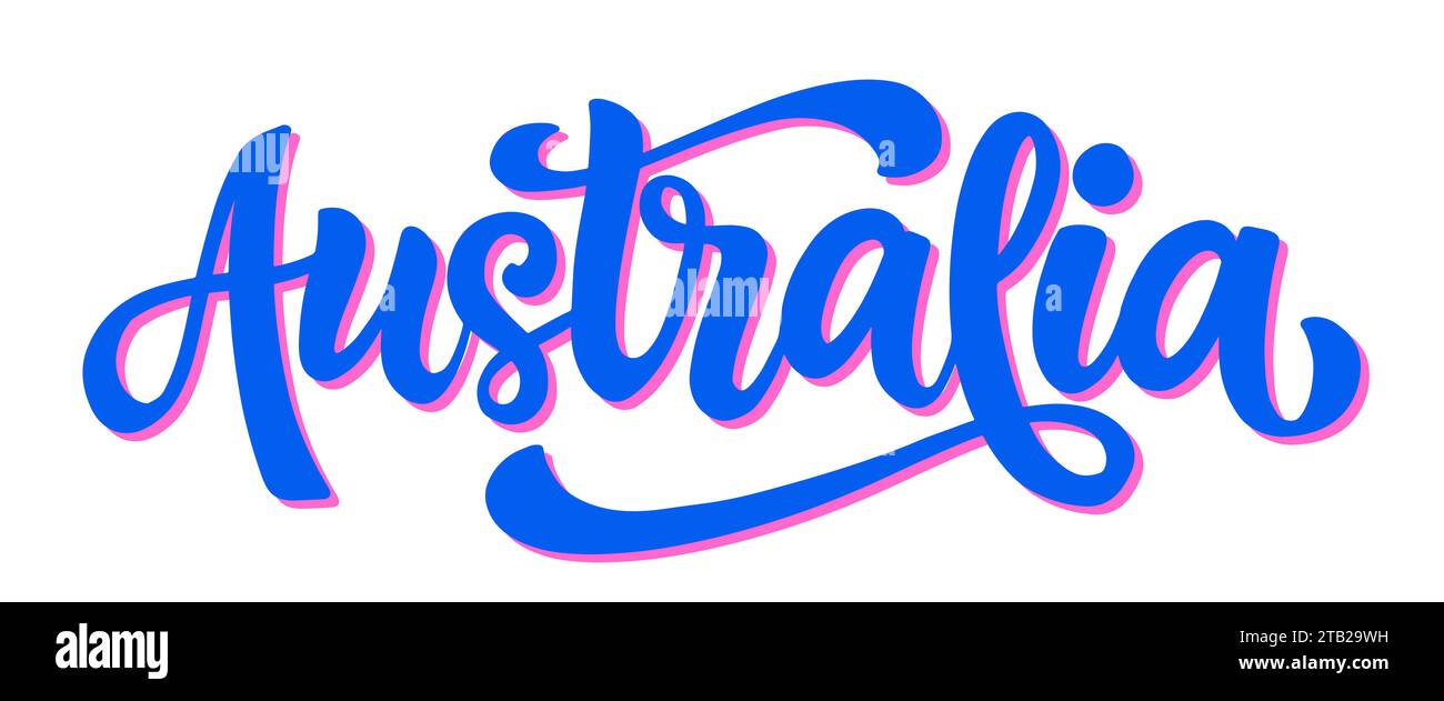 Australia country hand written ink lettering sign Stock Vector Image ...
