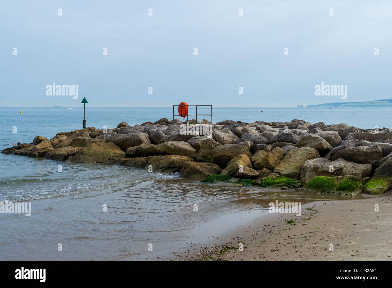 Poole, UK - September 9th 2023: Rock Groyne on Sandbanks Beach Stock ...