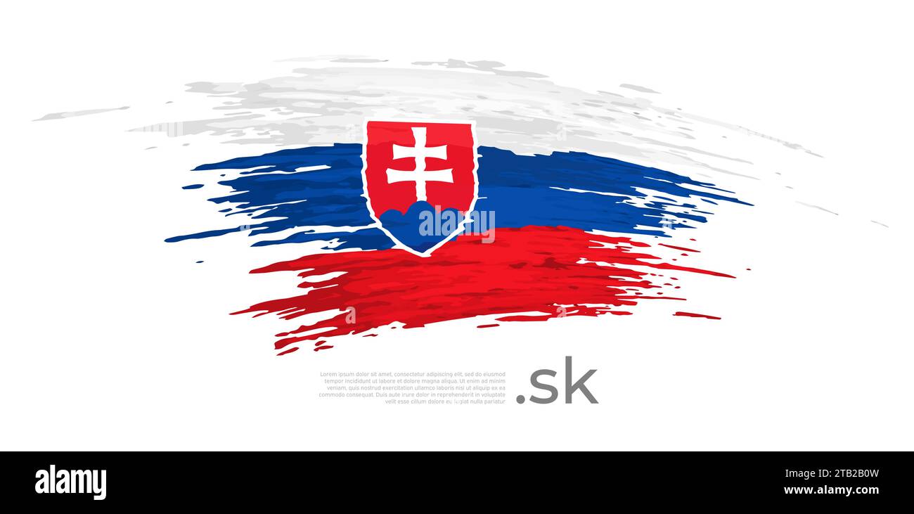 Slovakia flag. Brush strokes, grunge. Drawn slovak flag on white ...