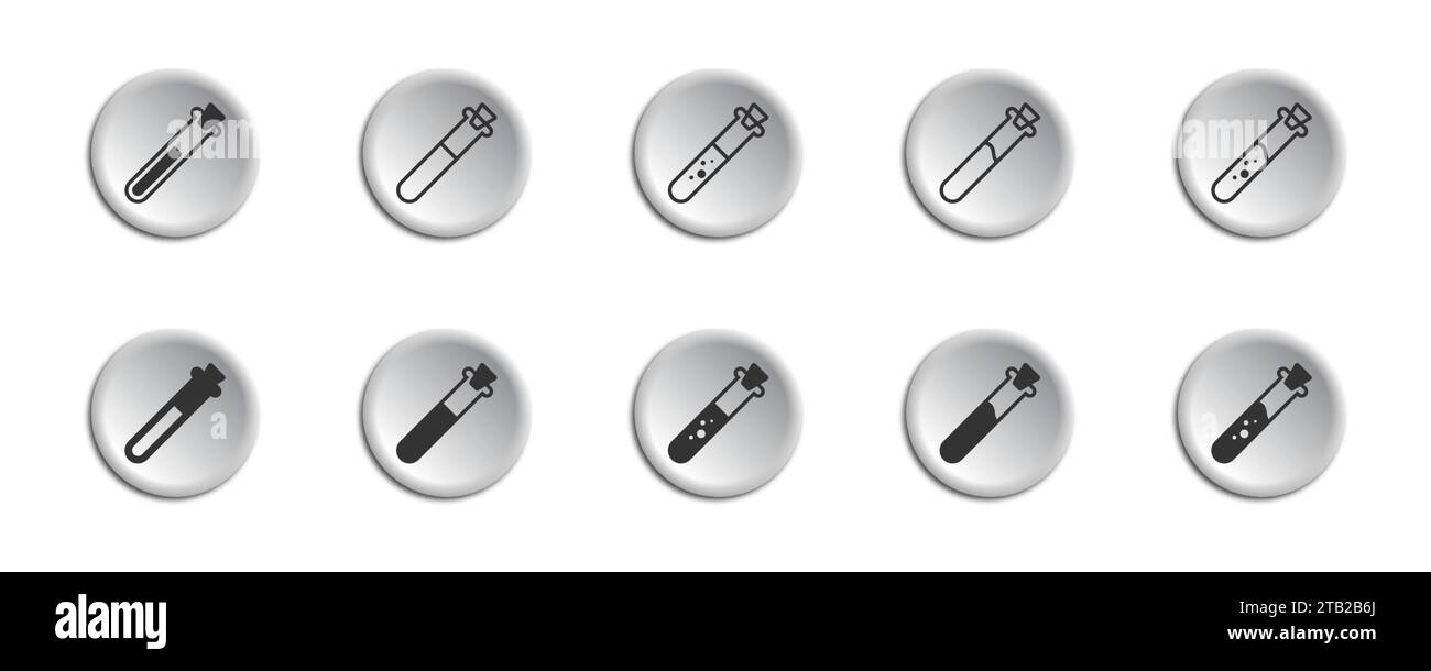 Potion vial icons set. Test tubes collection. Virus test icon. Vector ...