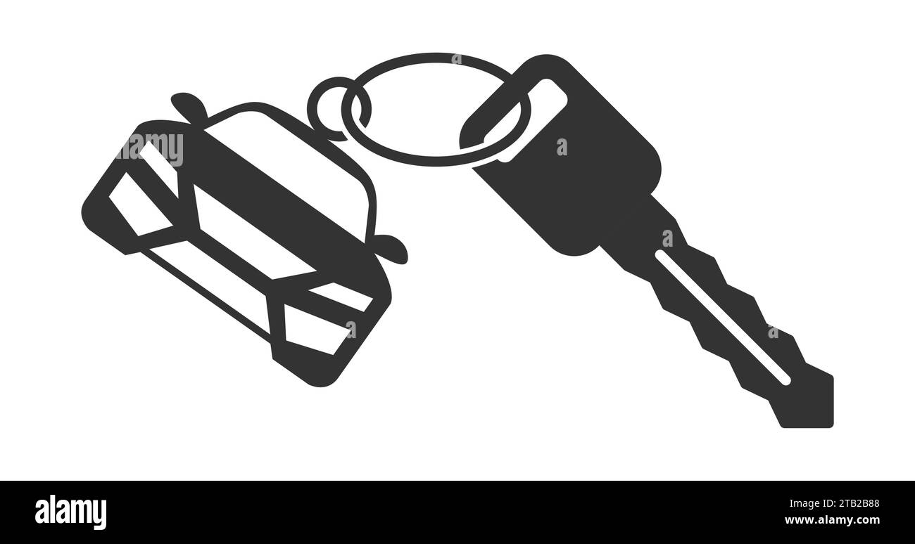 Key with a keychain in the form of a car. Vector illustration Stock ...