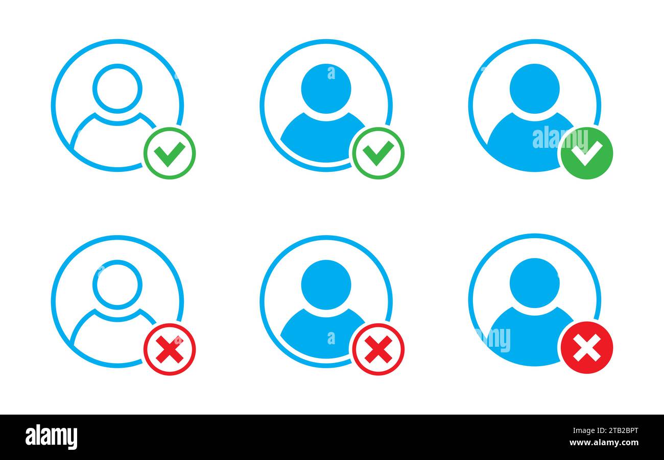 User profile sign. Profile check icon. Check mark and cross. Vector illustration Stock Vector ...