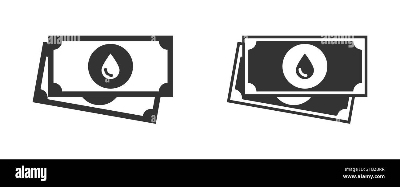 Oil money icon. Cash icon with oil drop sign. Vector illustration Stock ...