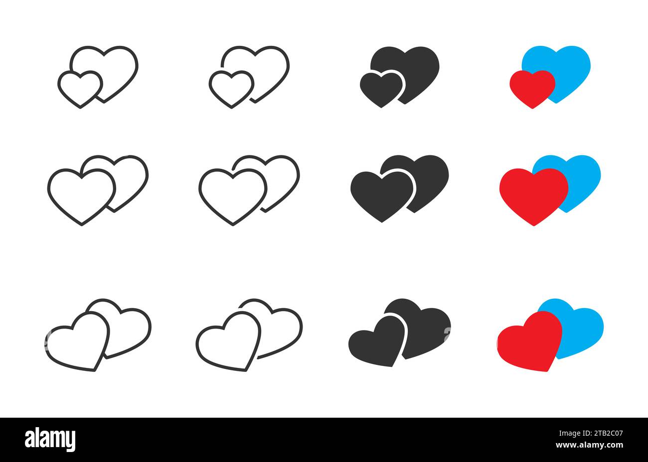 Two lovers hearts. Love symbol. Vector illustration Stock Vector Image ...