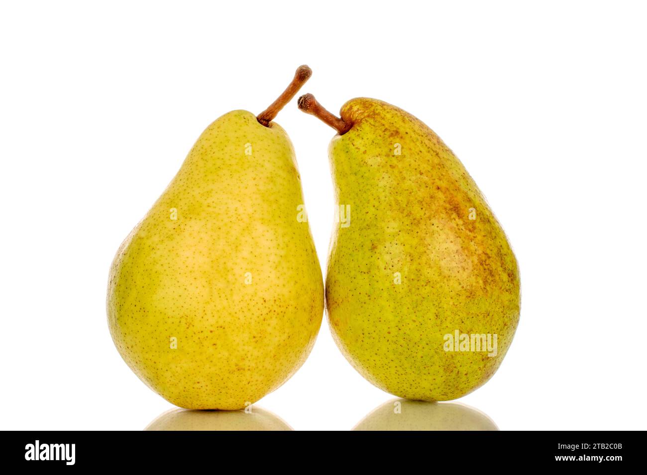 Two juicy sweet pears, macro, isolated on white background Stock Photo ...