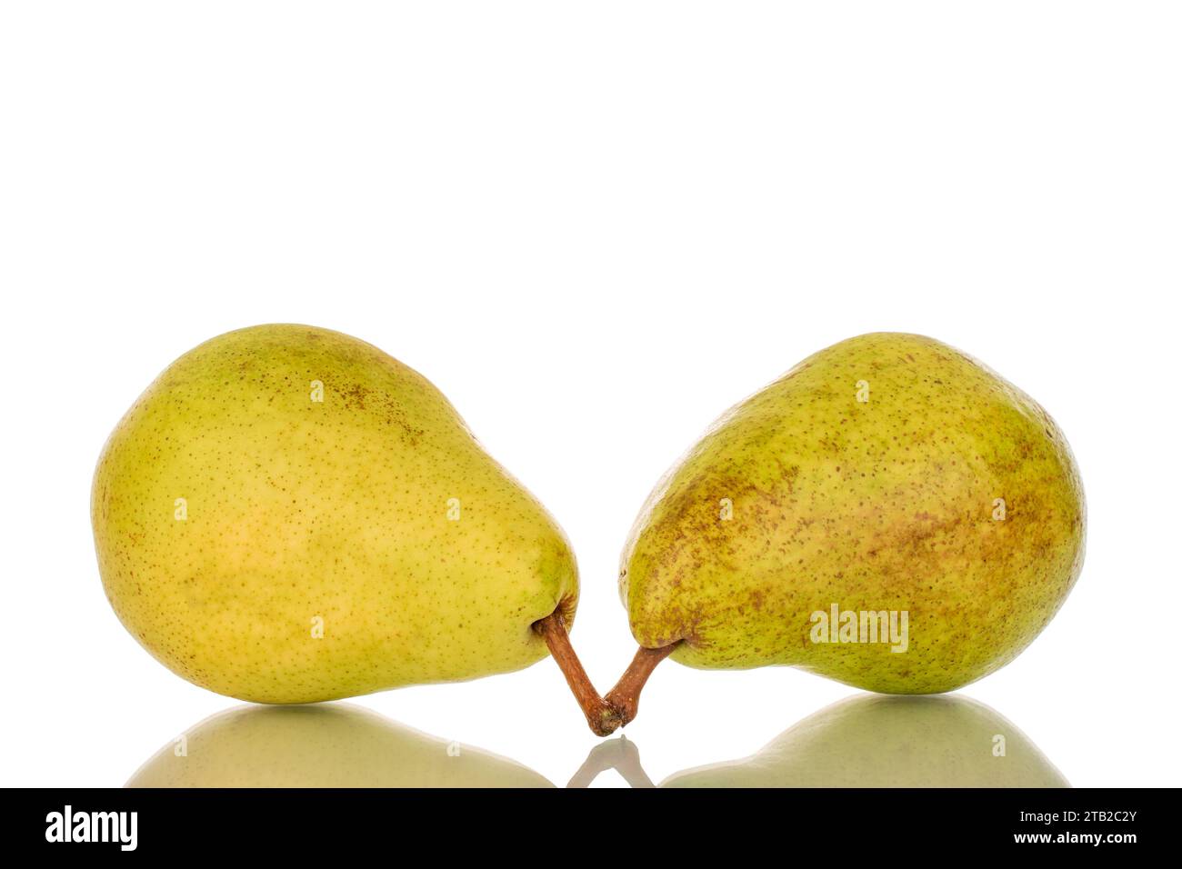 Two juicy sweet pears, macro, isolated on white background Stock Photo ...