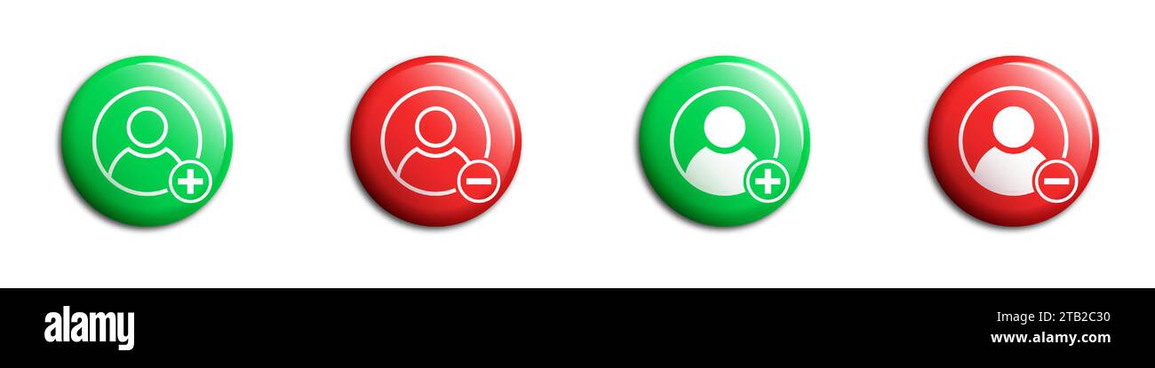 Add and remove user icons. Person icons with plus and minus symbols ...