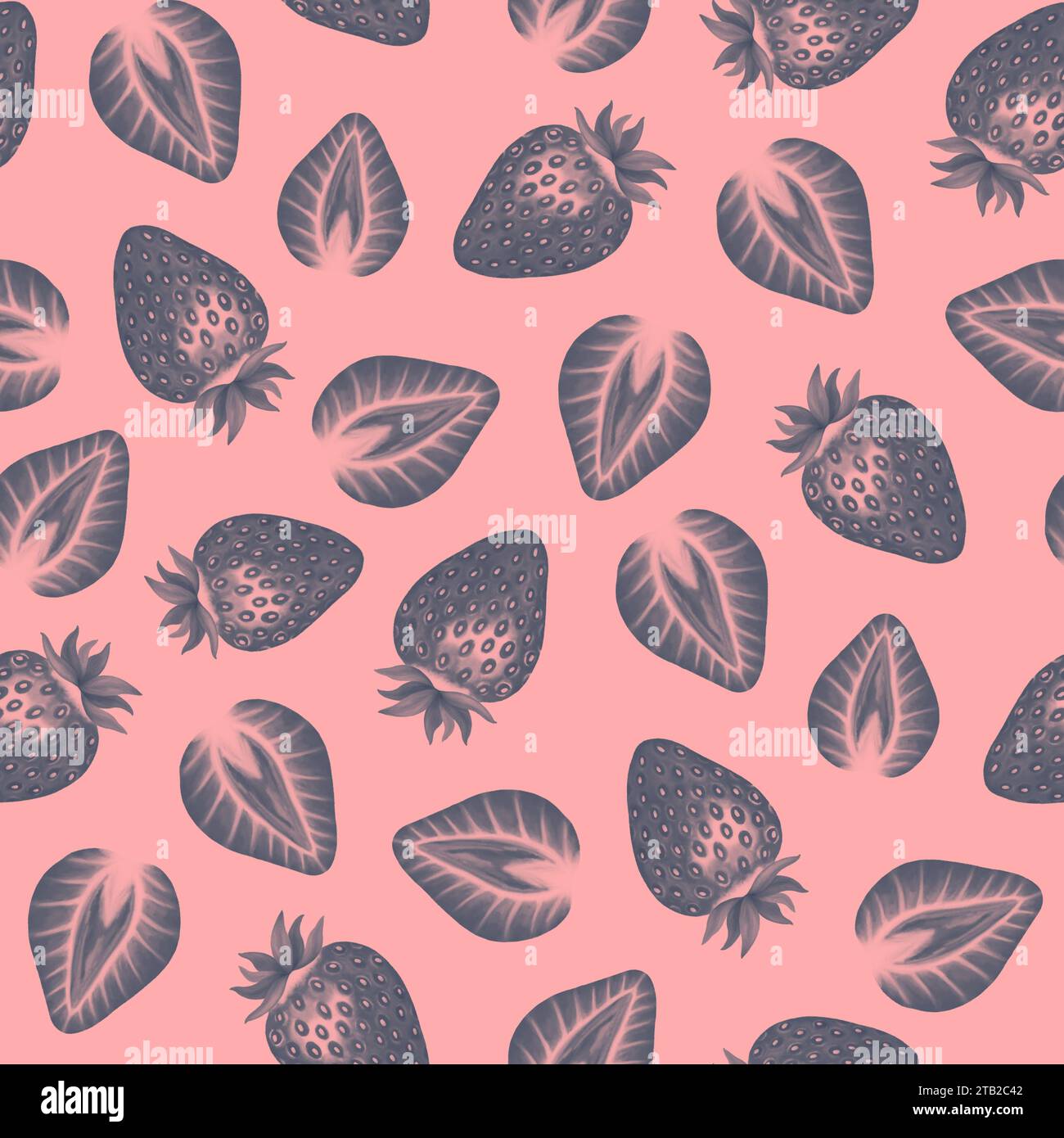 Strawberry seamless pattern. Colorful vivid print with hand drawn ...