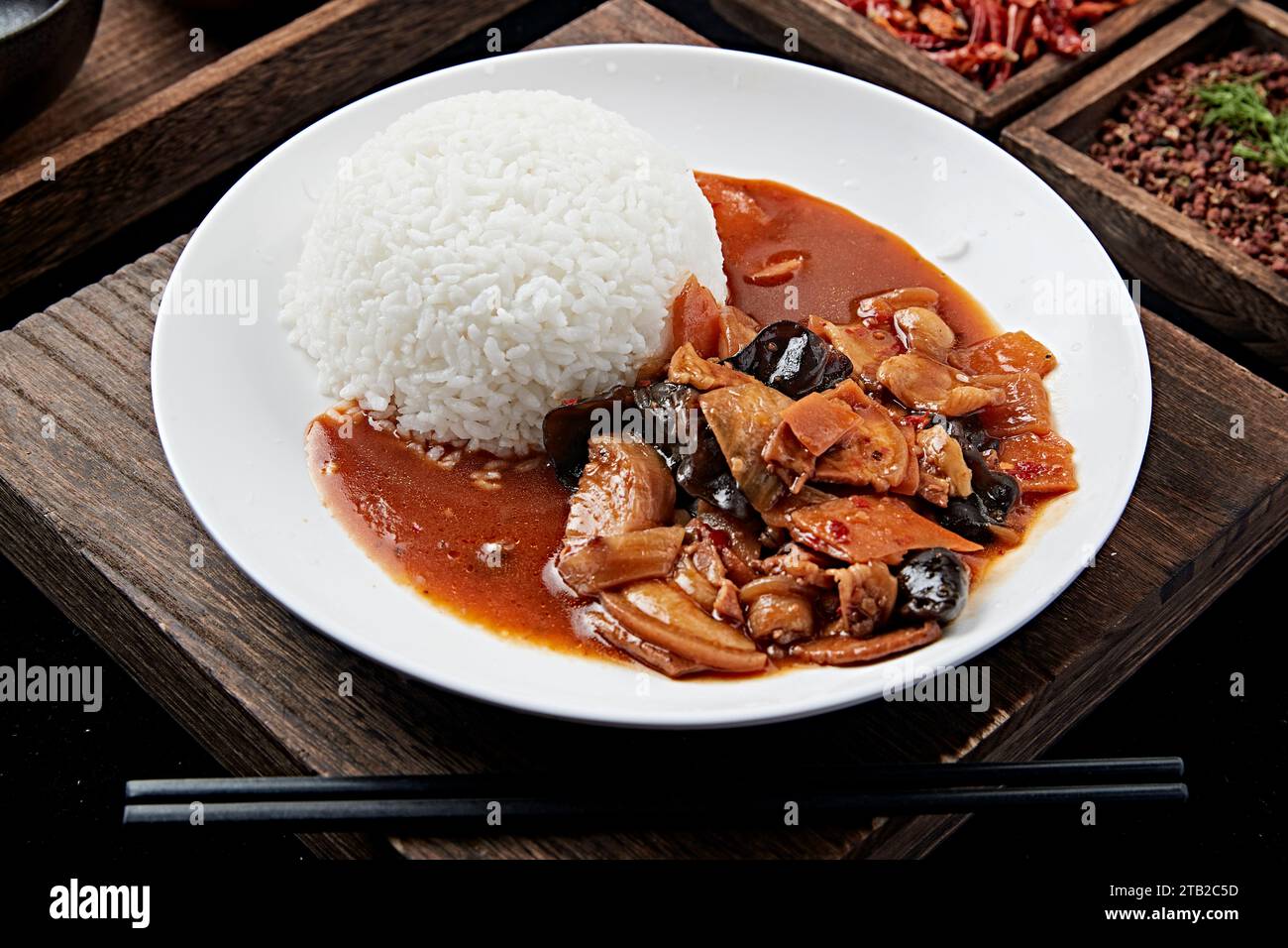 Sautéed (stir fried) pork belly with rice Stock Photo - Alamy