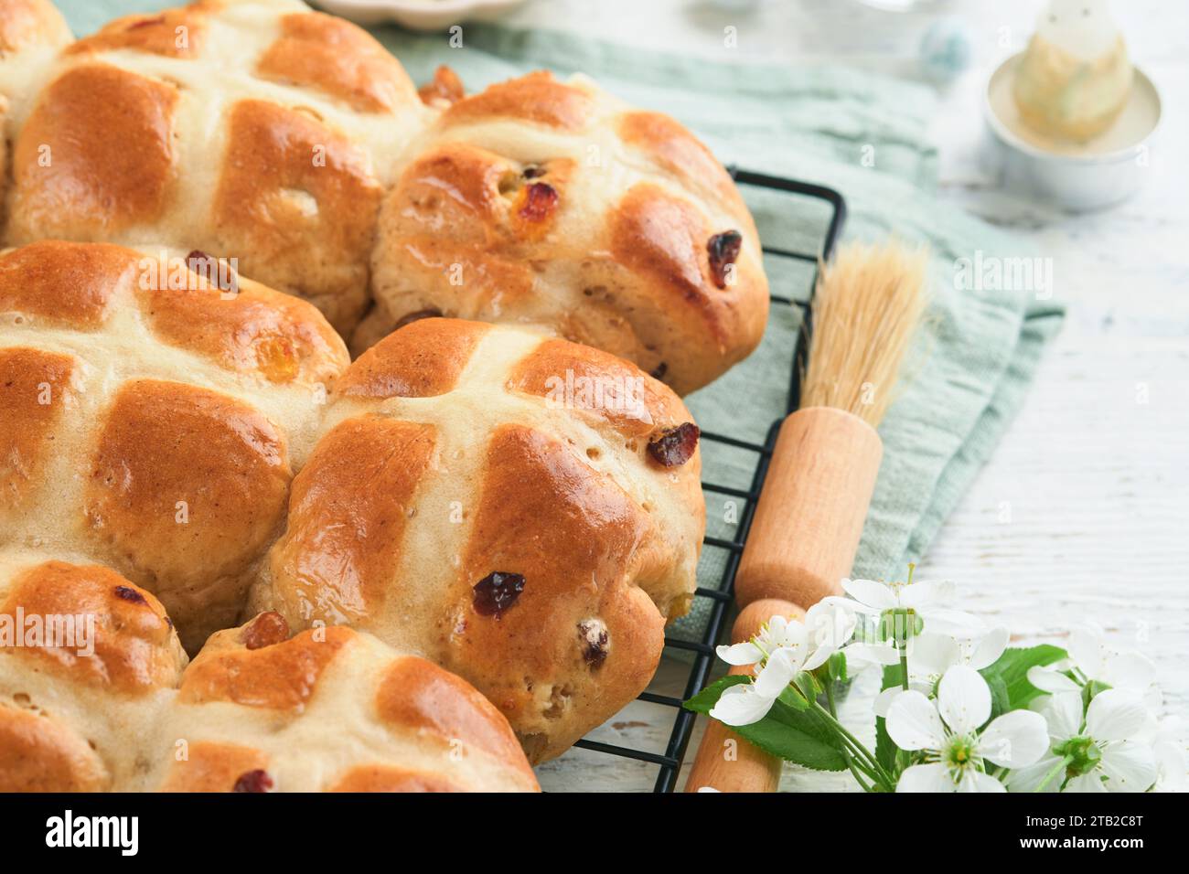 Easter Hot cross buns. Traditional Easter treats cross buns with ...