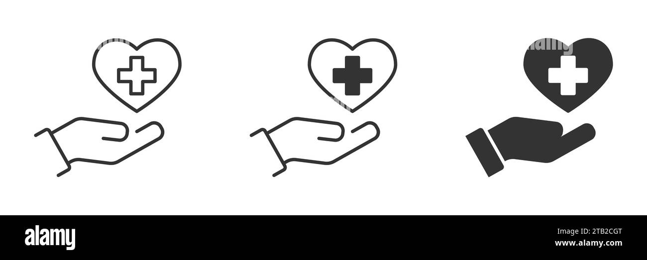 Hand holds heart with cross inside. Heart with a cross icon. Vector ...
