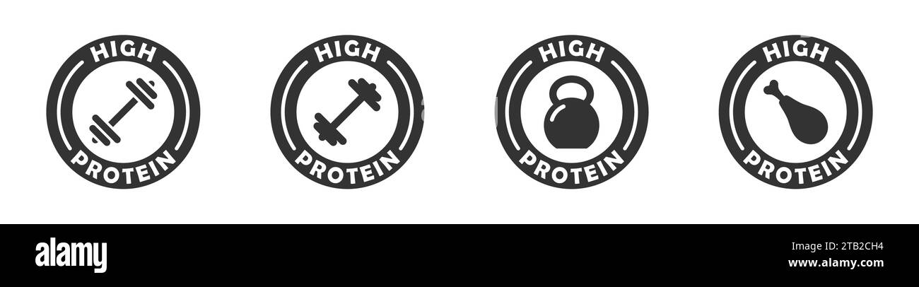 High protein icons set. Flat vector illustration Stock Vector Image ...