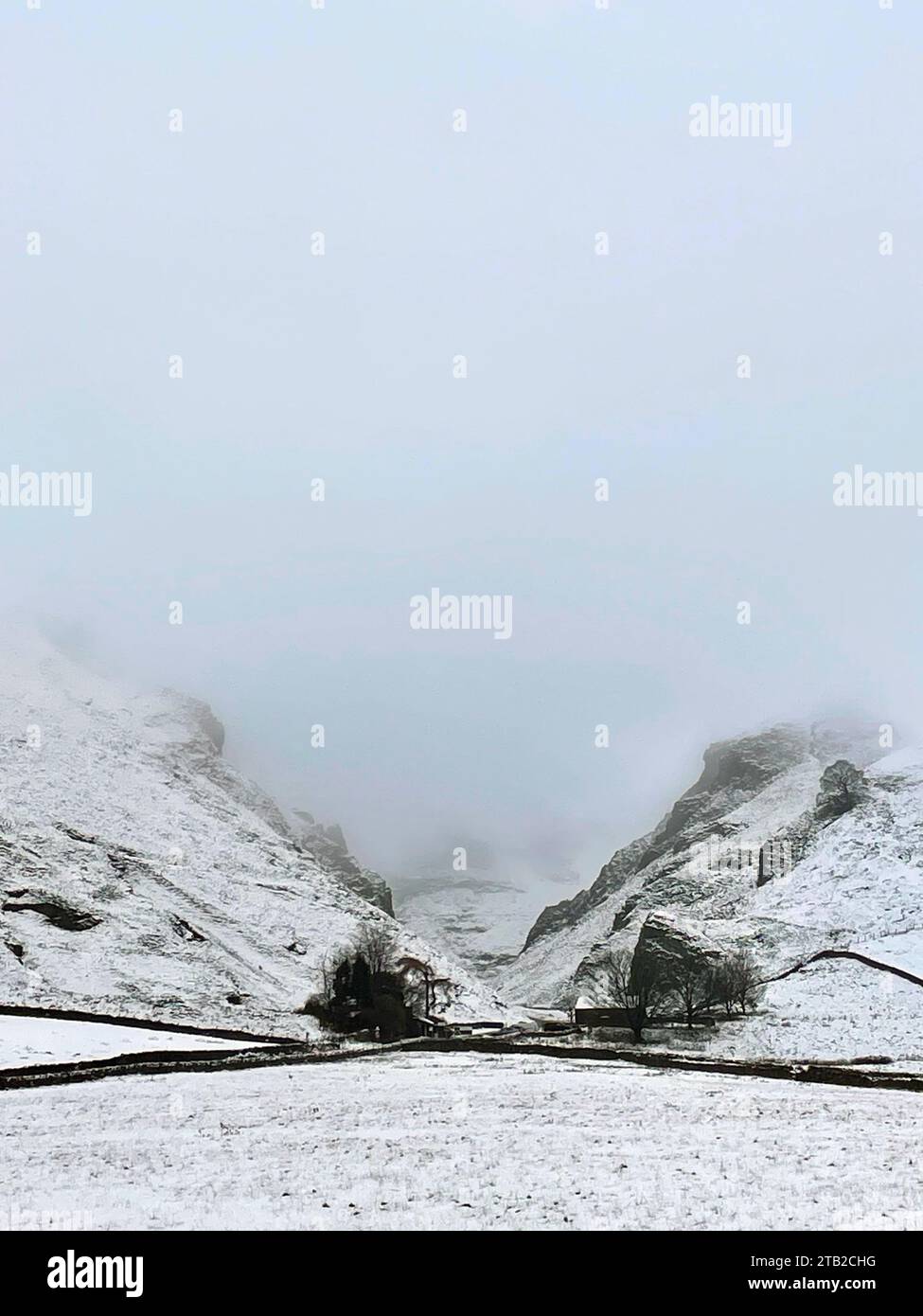 Snow in Winnats Pass, Castleton, Derbyshire. Drivers have been warned ...
