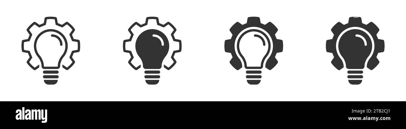 Creative gear and bulb icon. Innovation symbol. Vector illustration ...