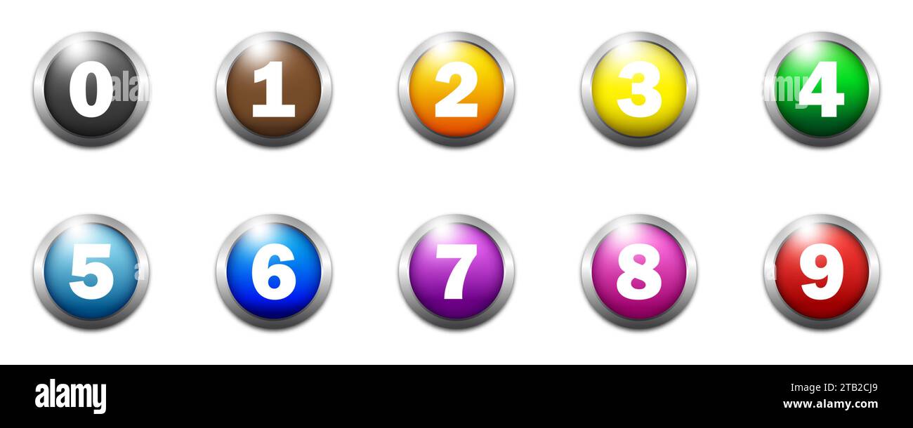 Graphic of the numbers 1 to 9 Cut Out Stock Images & Pictures - Alamy