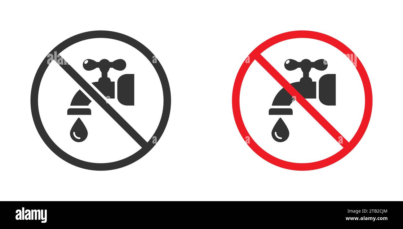 No Water Sign. Stop water leak sign, water tap and dripping drops icon ...