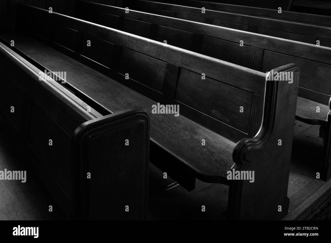 Wood church pews Black and White Stock Photos & Images - Alamy