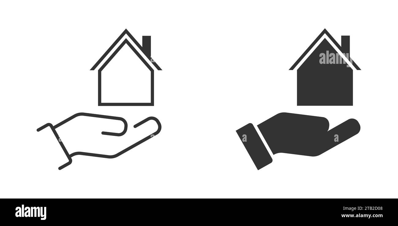 Home on the hand icon. Hand holds house. Vector illustration Stock ...
