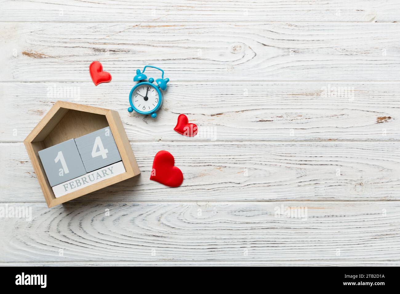 Valentine Day theme with wooden block calendar. Greeting card template ...