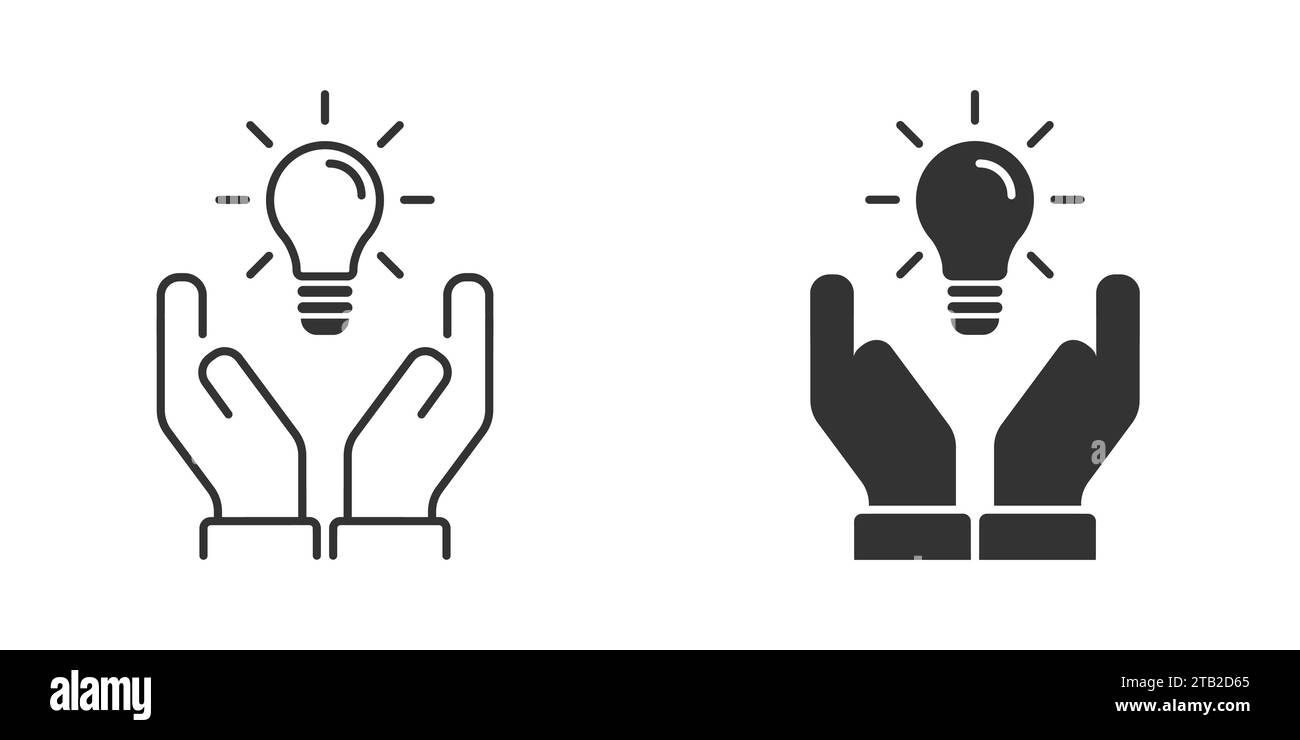 Hands holding light bulb. New Idea or Concept. Vector illustration ...