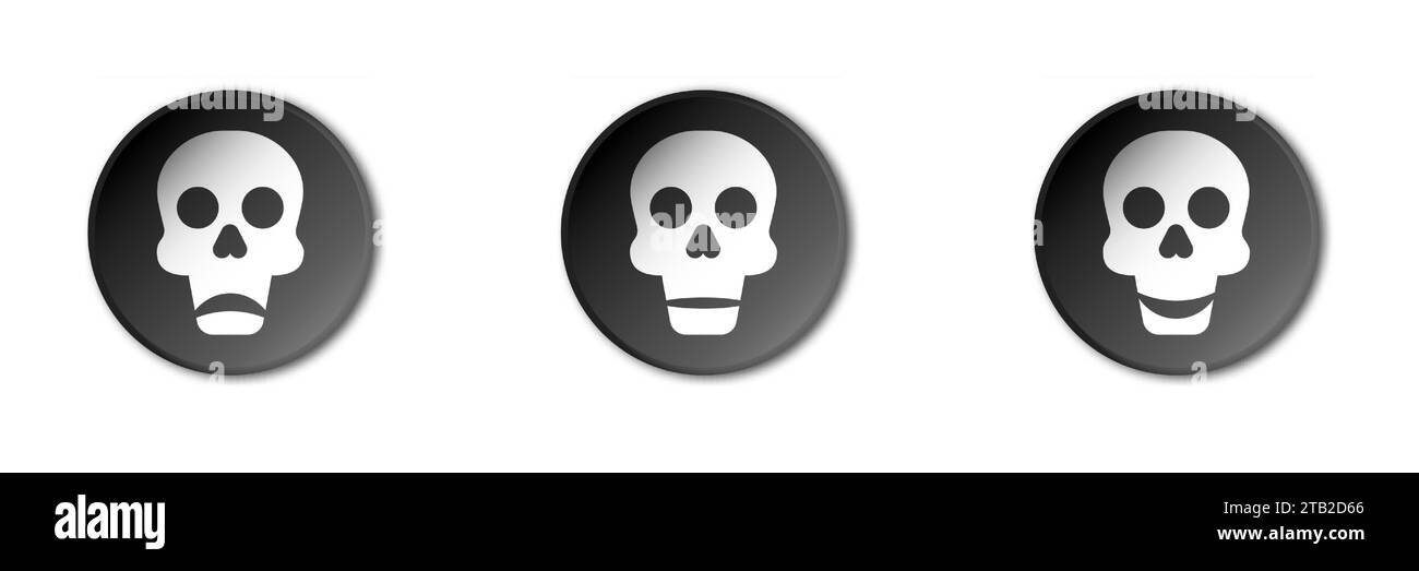 Positive, neutral, and negative skull icon. Flat vector illustration ...