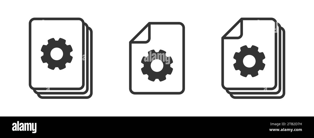 Document icon with cog symbol. Gear on a paper. Vector illustration Stock Vector Image & Art - Alamy