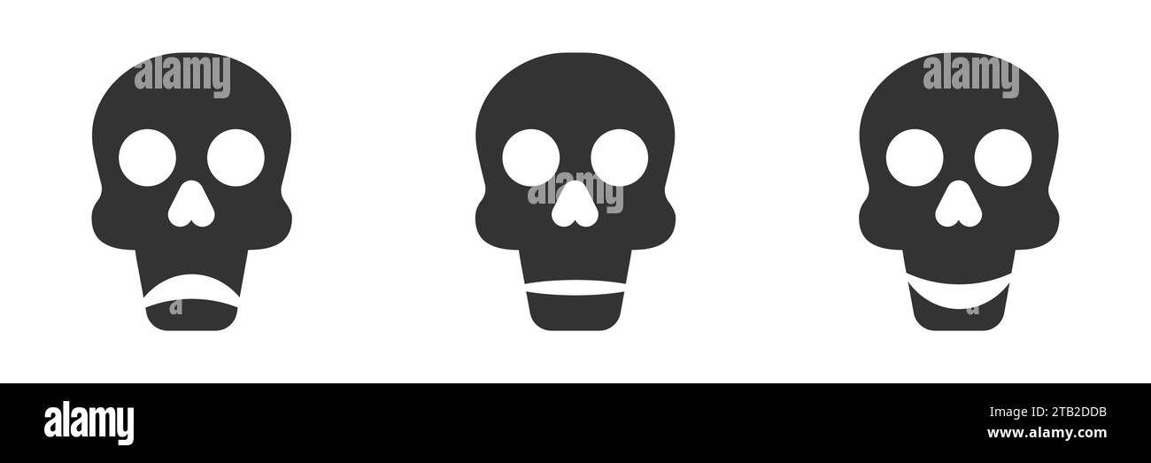 Positive, neutral, and negative skull icon. Flat vector illustration ...