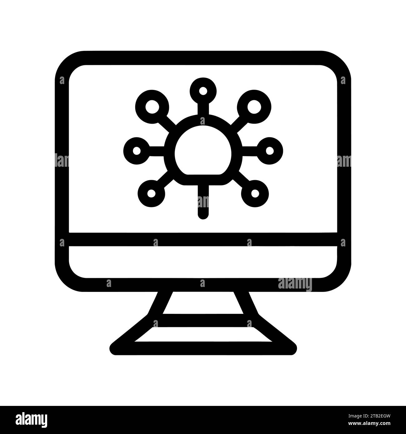 Computer monitor line icon. Simple outline style isolated. Vector ...