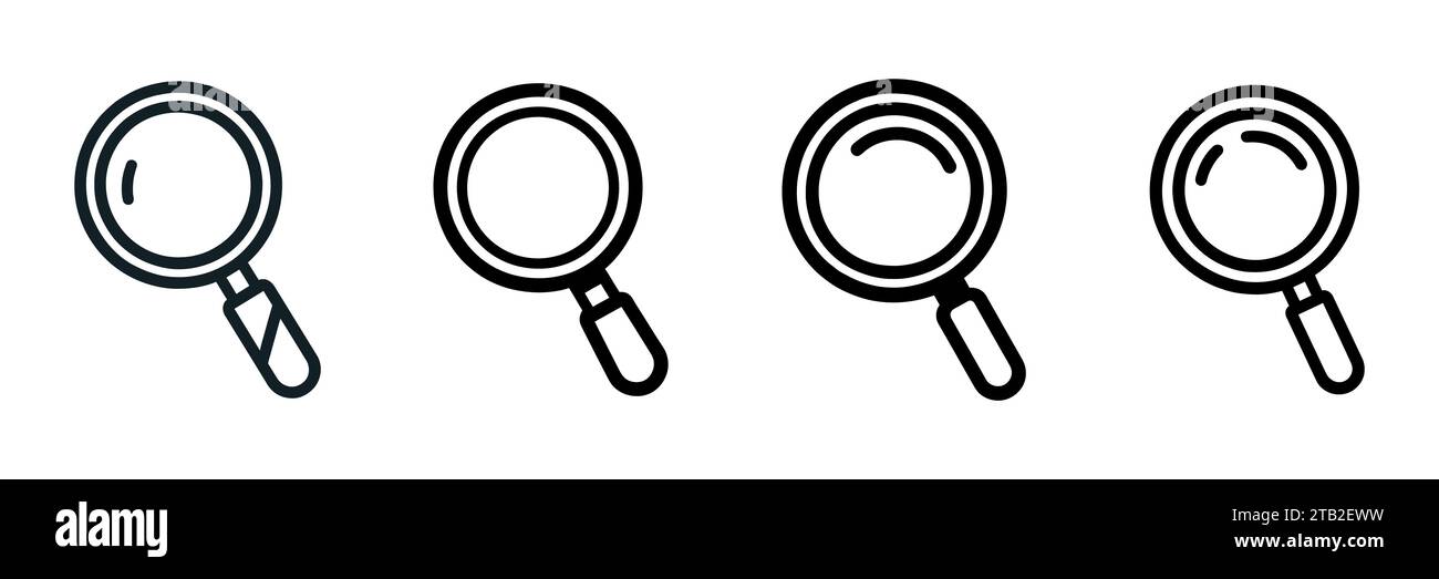 Set magnifier lens icon in flat linear style isolated. Vector ...