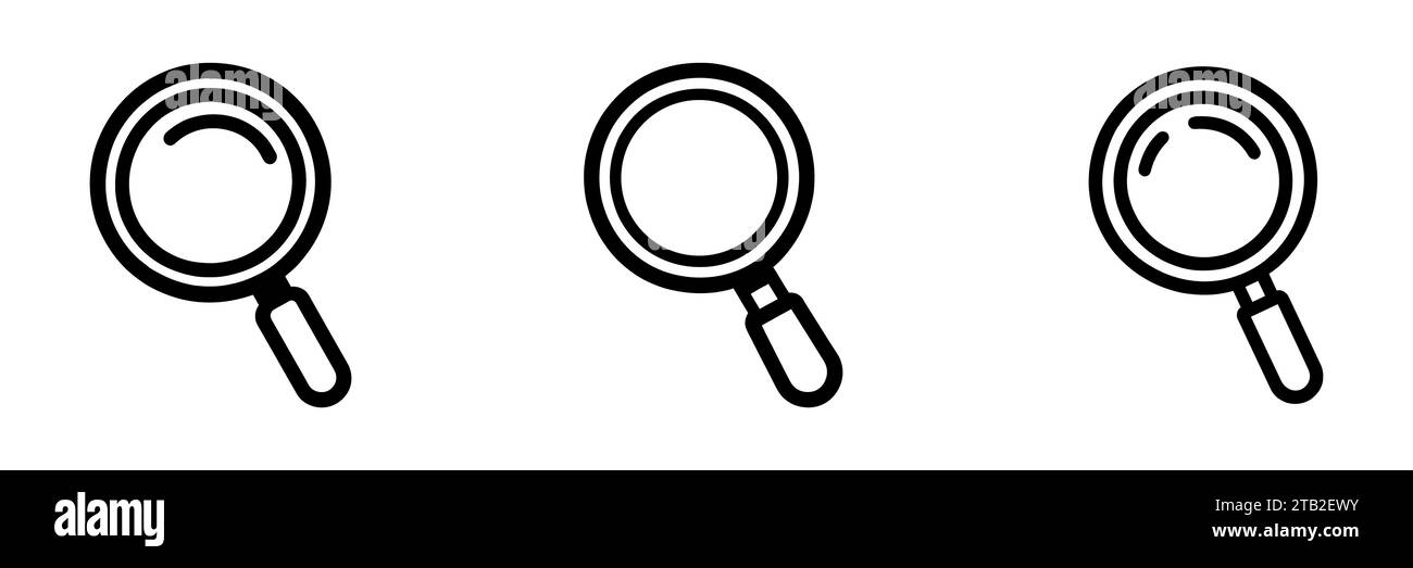 Set magnifier lens icon in flat linear style isolated. Vector ...